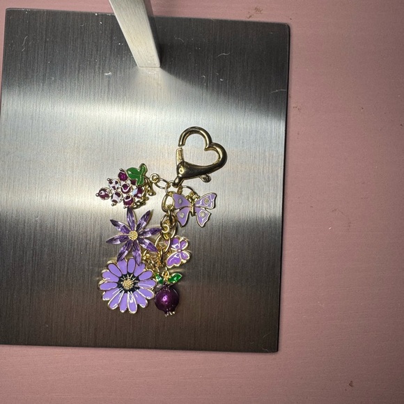Other | Purple Floral Butterfly Charm Keychain | Poshmark